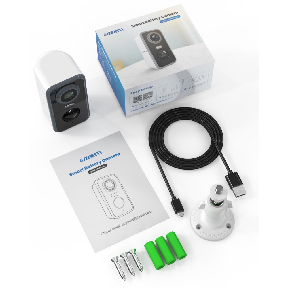 DEATTI Outdoor Battery Surveillance Camera, 2K Camera Surveillance ...